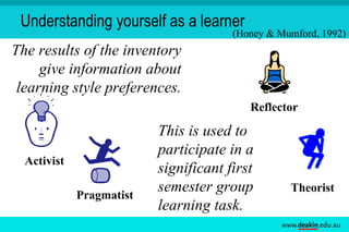 Understanding learning styles to enhance the experience of being a ...