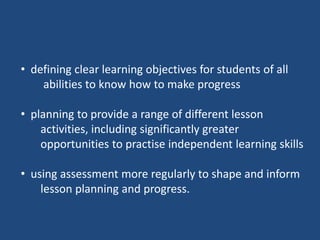 Teaching and learning improvement plan 2012 presentation | PPT