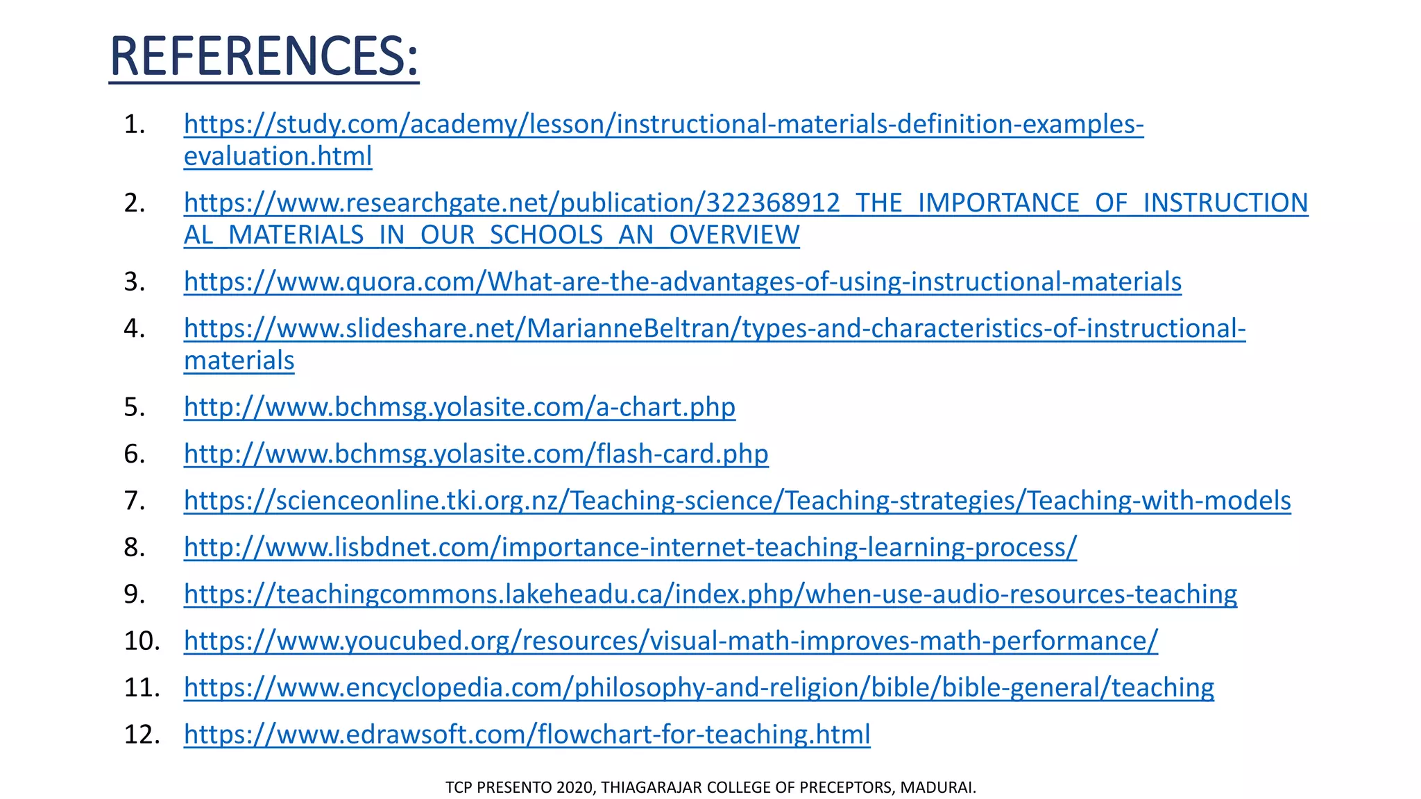 TEACHING AND LEARNING MATERIALS | PPTX