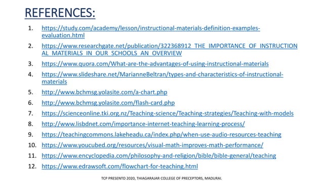TEACHING AND LEARNING MATERIALS | PPTX
