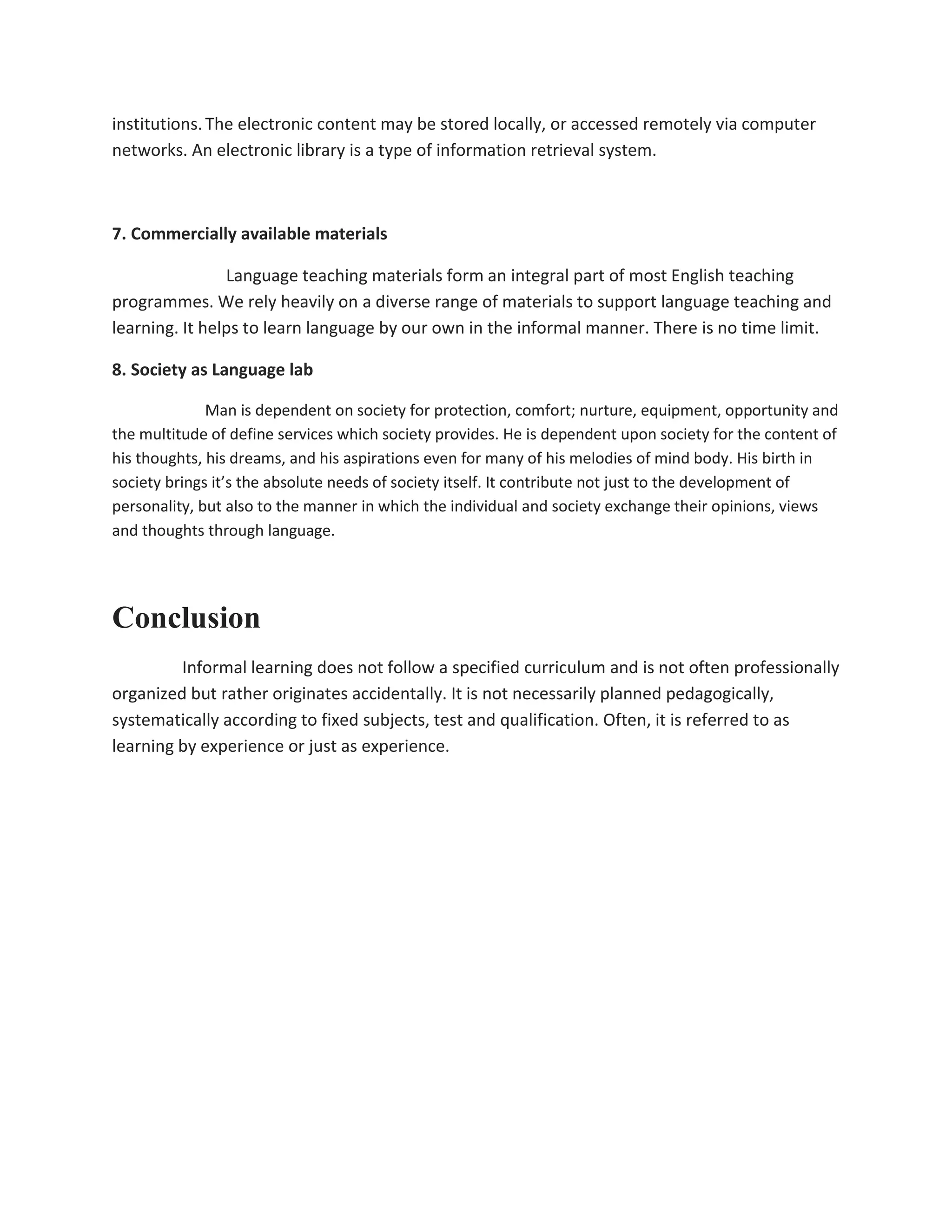 Teaching and learning resources in informal context (1) | PDF | Free ...