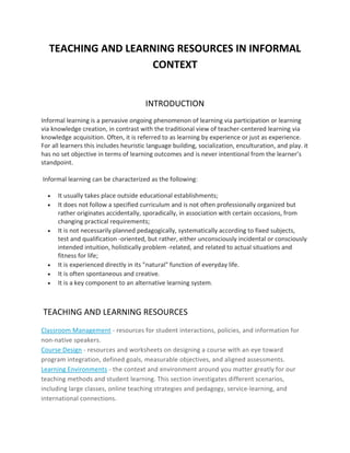 Teaching and learning resources in informal context (1) | PDF