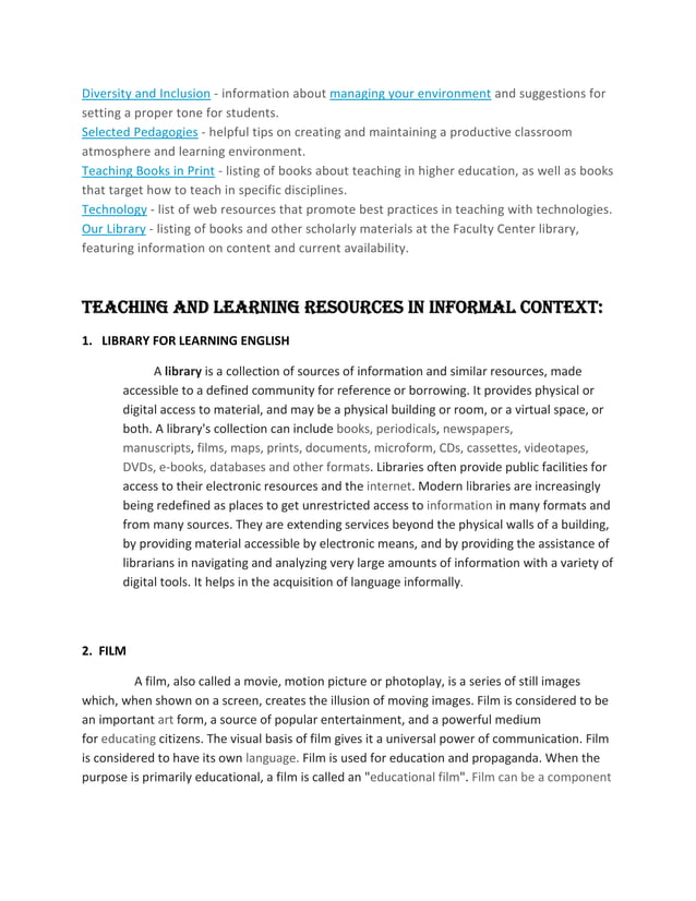 Teaching and learning resources in informal context (1) | PDF