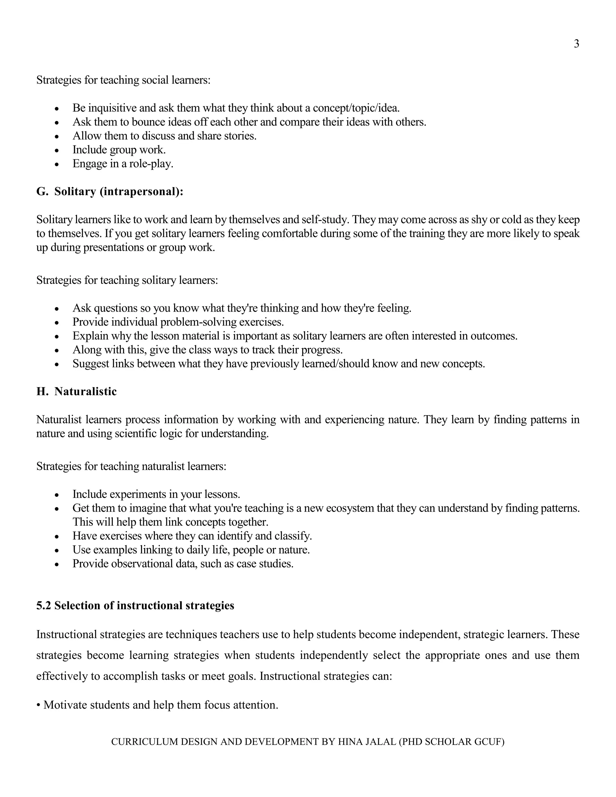 Teaching and learning styles and Selection of appropriate instructional strategies | PDF