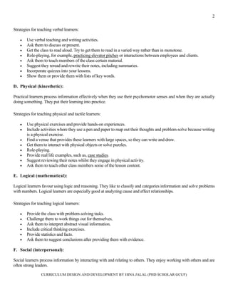 Teaching and learning styles and Selection of appropriate instructional ...