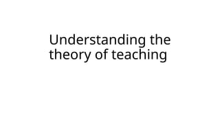 Understanding the theory of teaching and learning | PPT