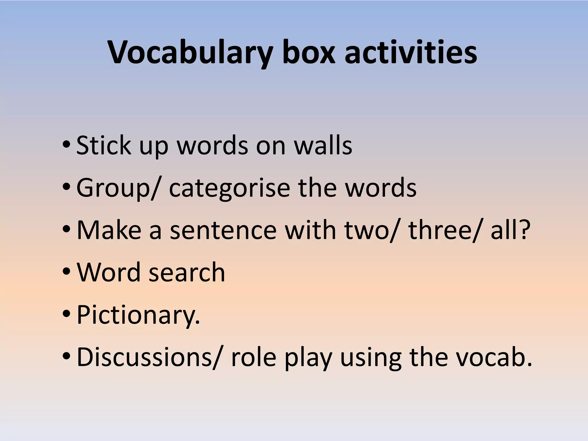 Teaching and recycling vocab | PPTX