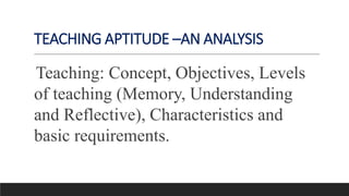 Teaching aptitude-Class 1-Levels of learning.pptx | Educational ...
