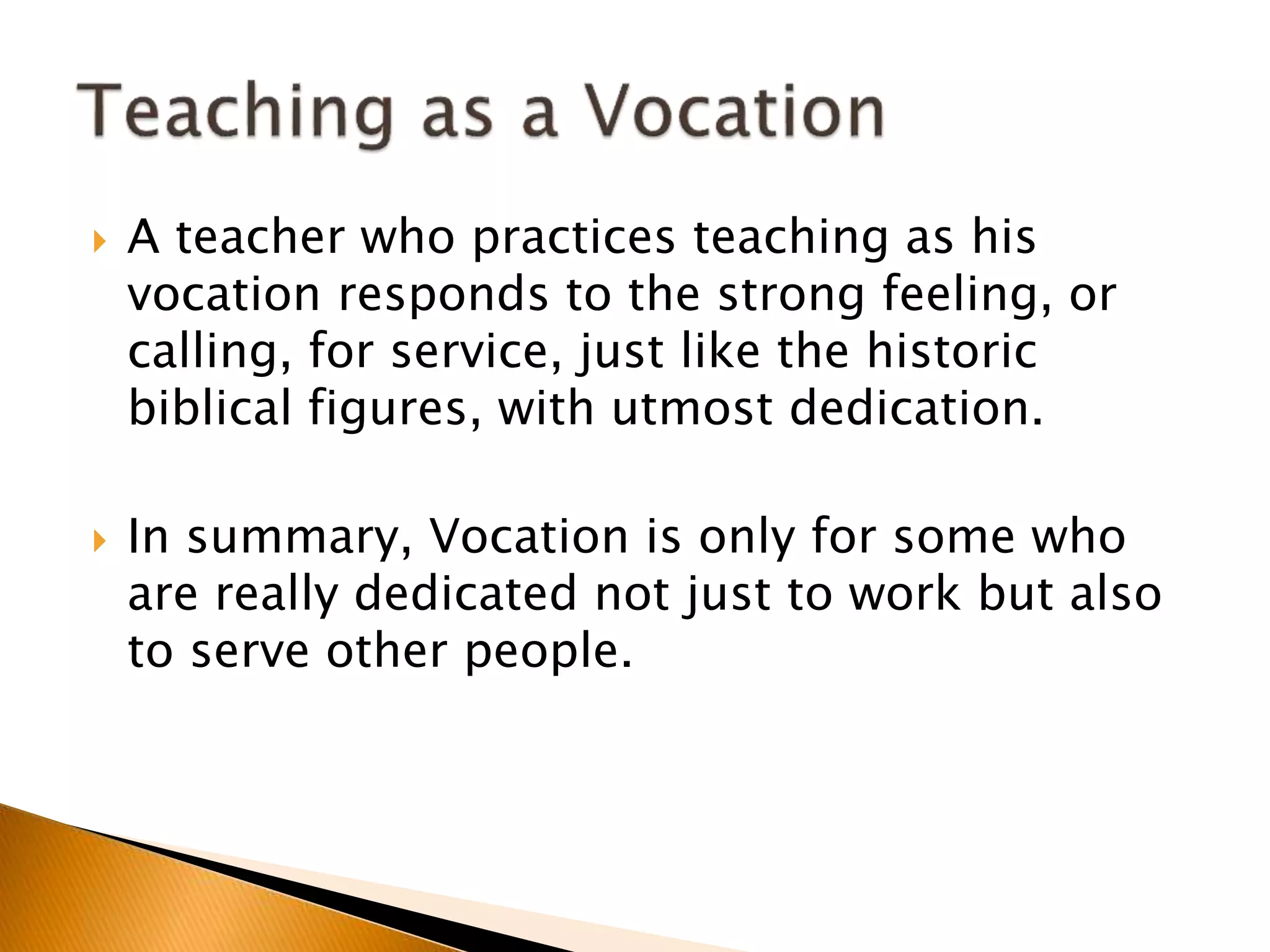 Teaching as a Vocation, Mission and Profession | PPTX