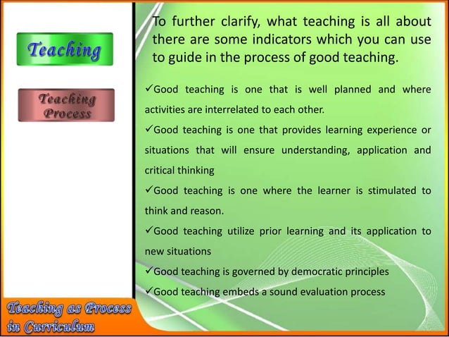 Teaching as Process in Curriculum | PPTX | Educational Assessment ...
