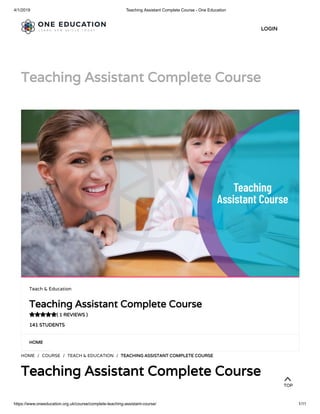 Teaching Assistant Complete Course - One Education | PDF