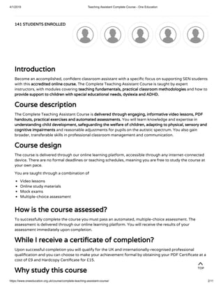 Teaching Assistant Complete Course - One Education | PDF | Brain and Nervous System Disorders ...