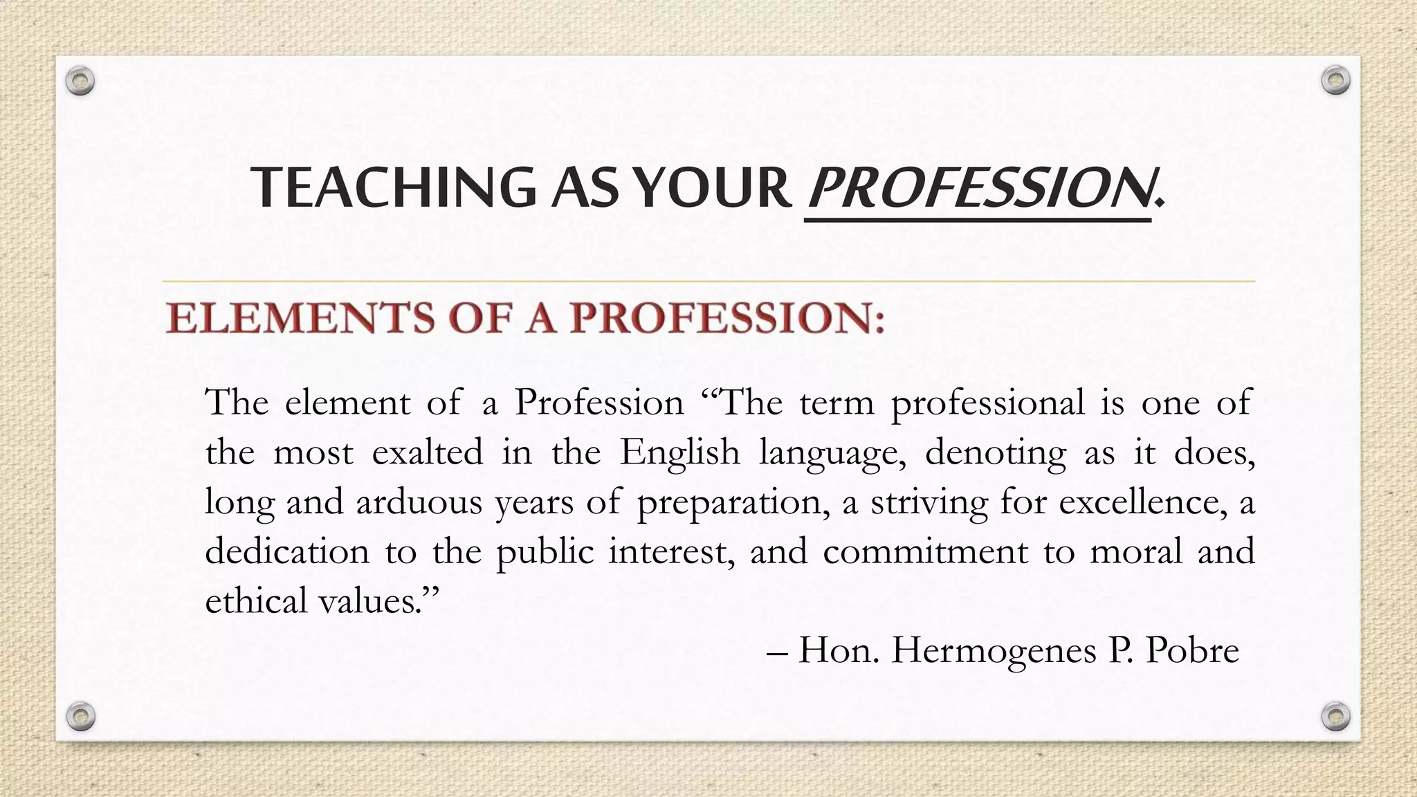 Teaching as your vocation, mission and profession | PPTX