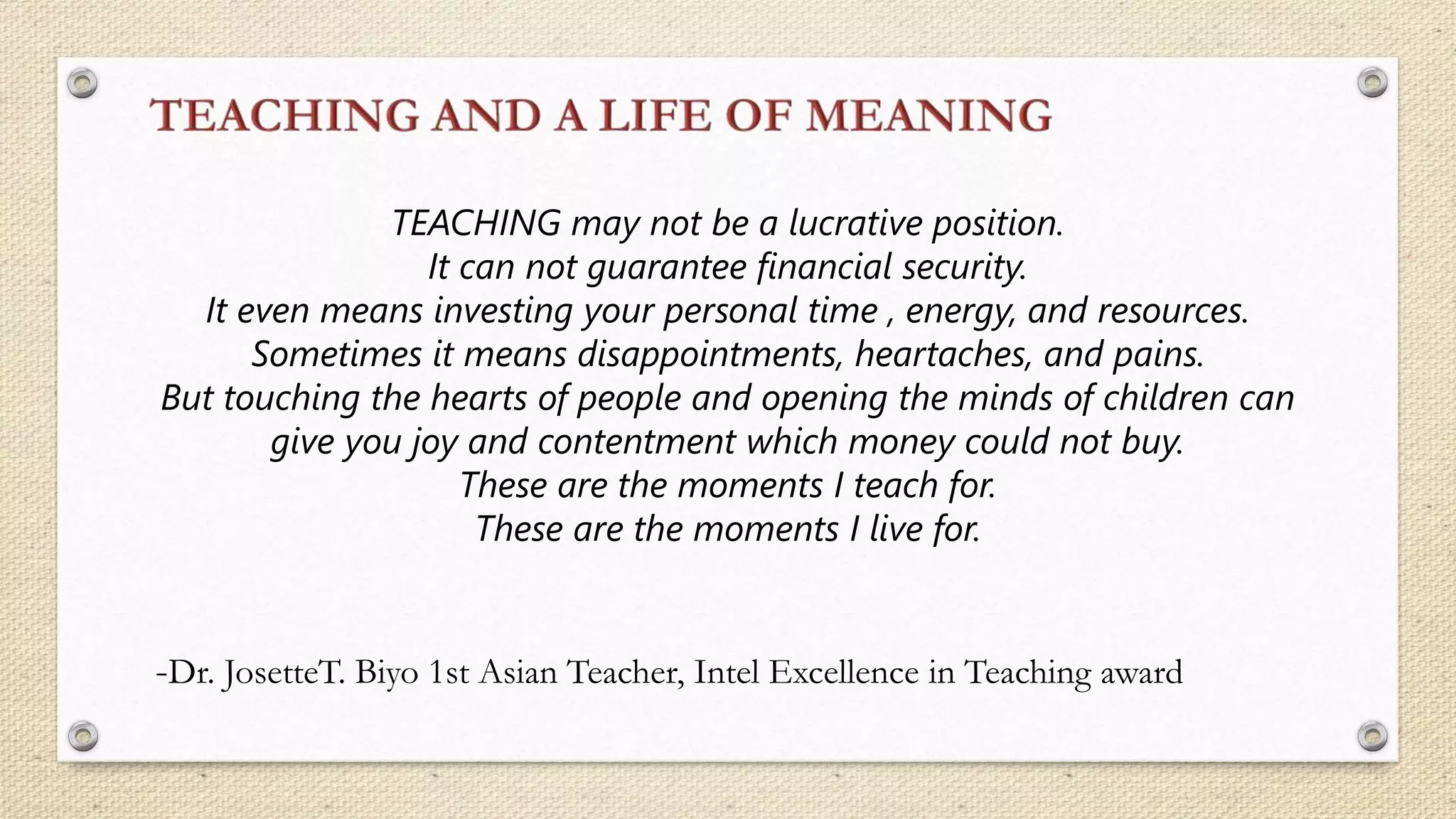 Teaching as your vocation, mission and profession | PPTX