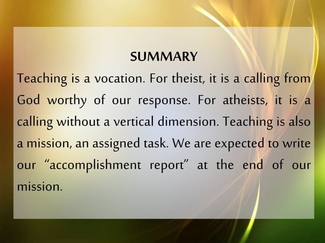Teaching as your vocation, mission and profession | PPTX | Christianity ...