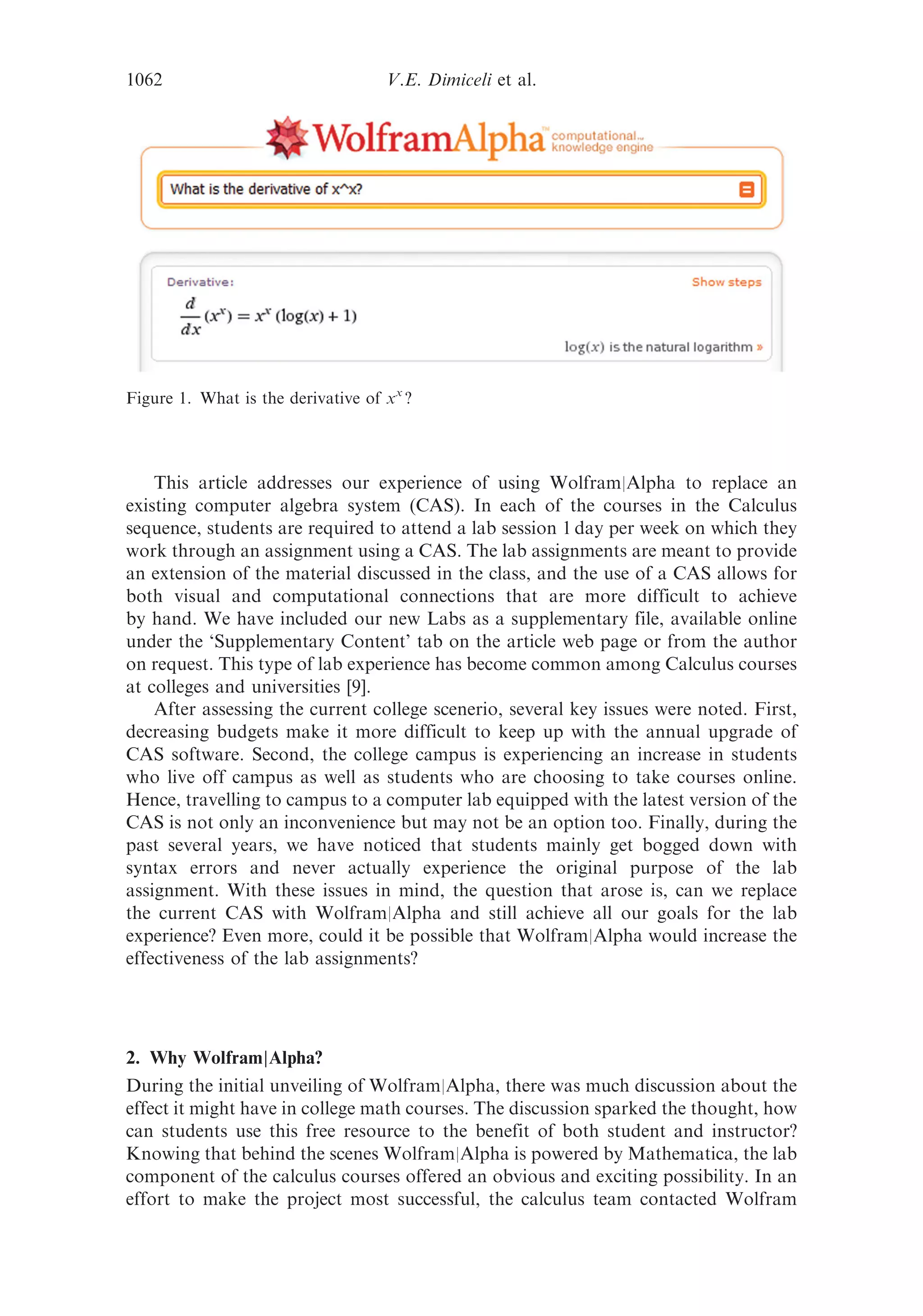 Teaching calculus with Wolfram Alpha | PDF
