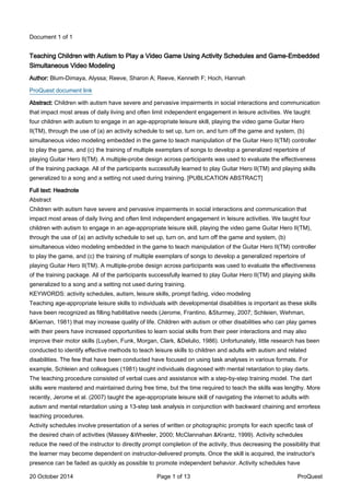 Teaching children with autism to play a video game using activity ...