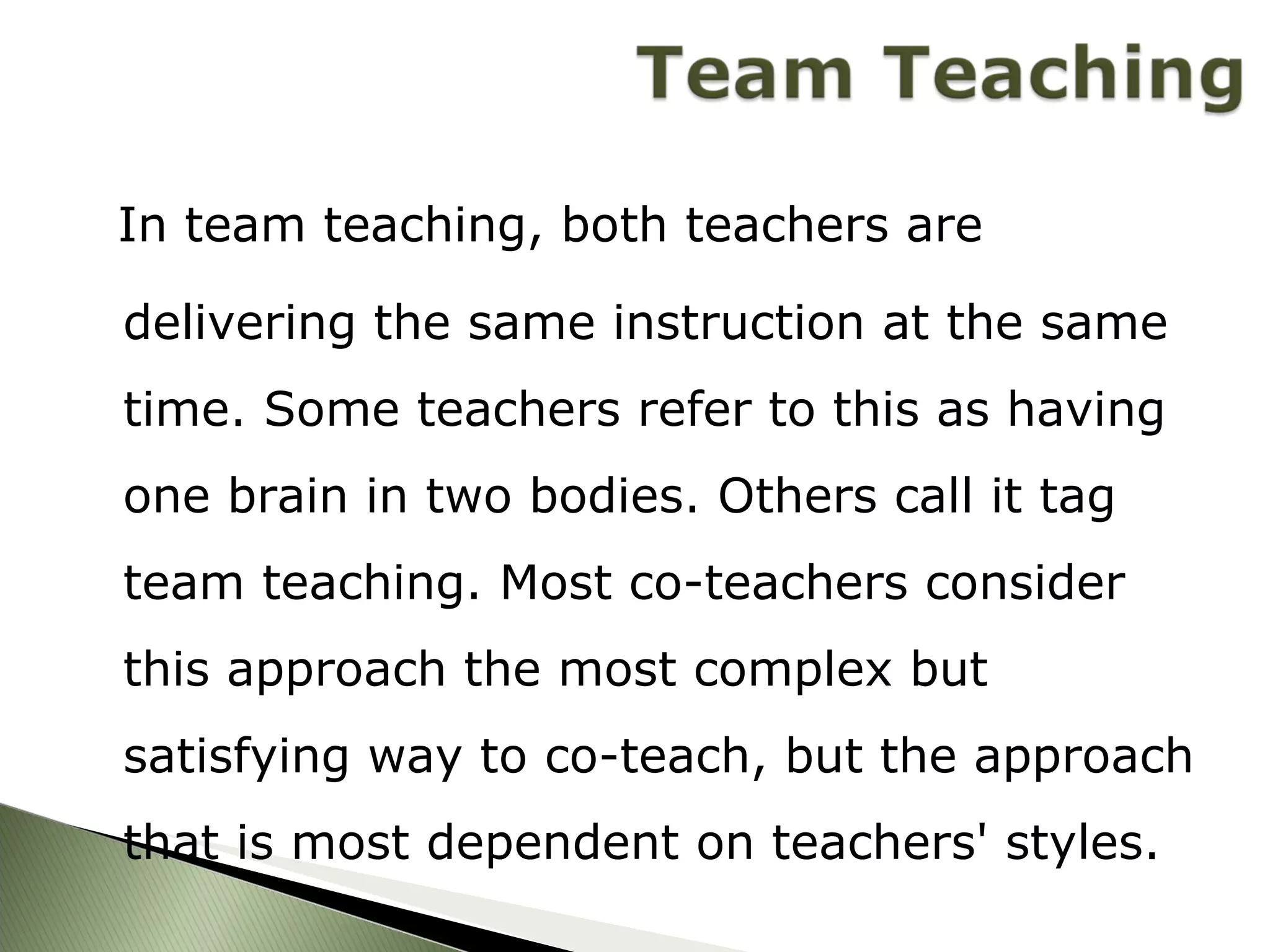 Teaching Collaboratively Six Approaches | PPT