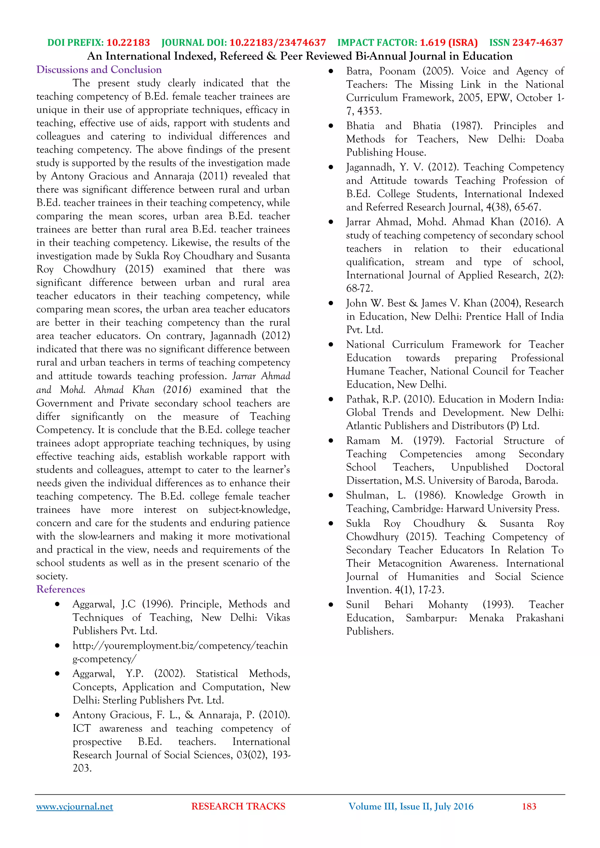 Teaching Competency of B.Ed. Female Teacher Trainees | PDF