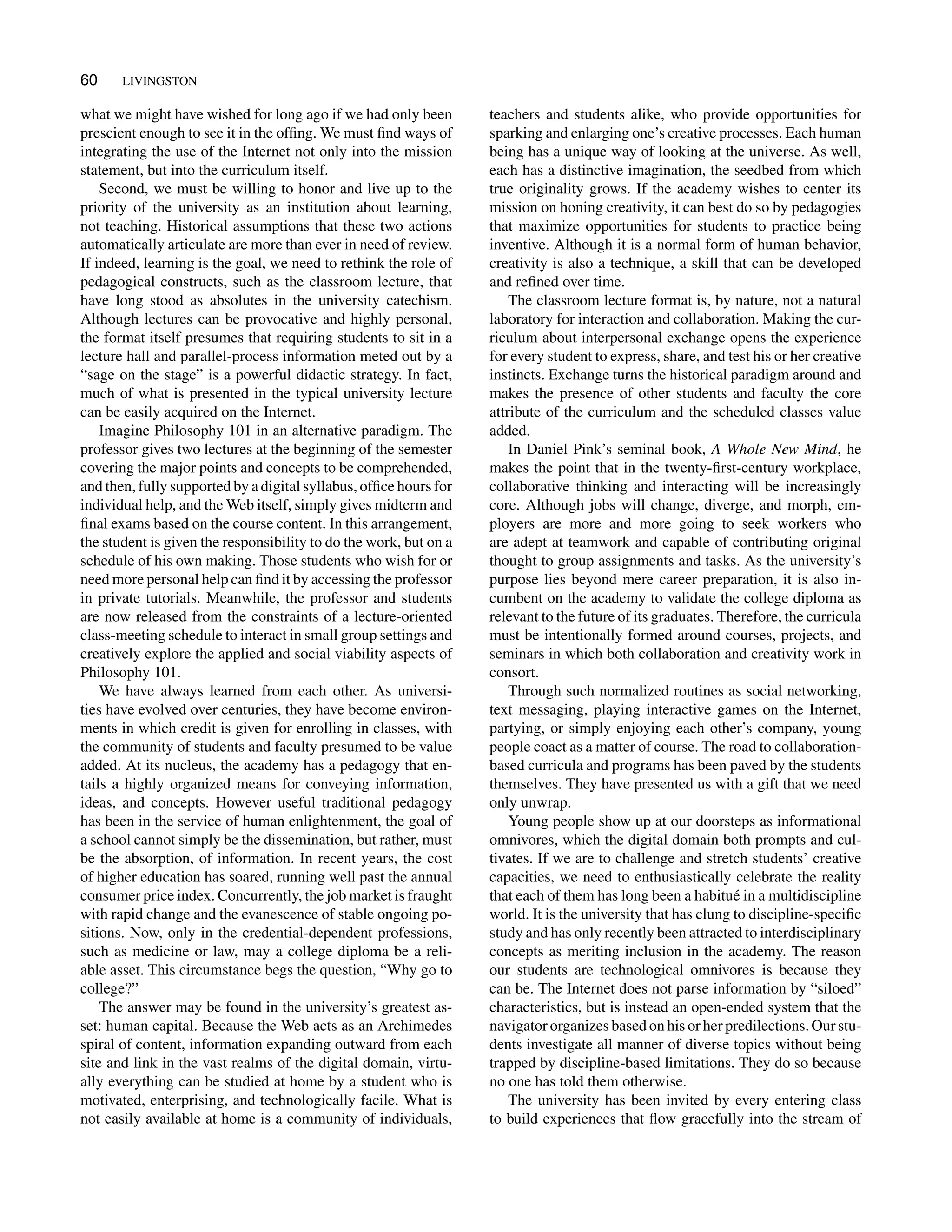 Teaching creativity in higher education | PDF