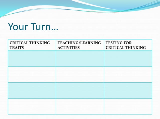 Teaching Critical Thinking | PPTX | Educational Assessment | Education