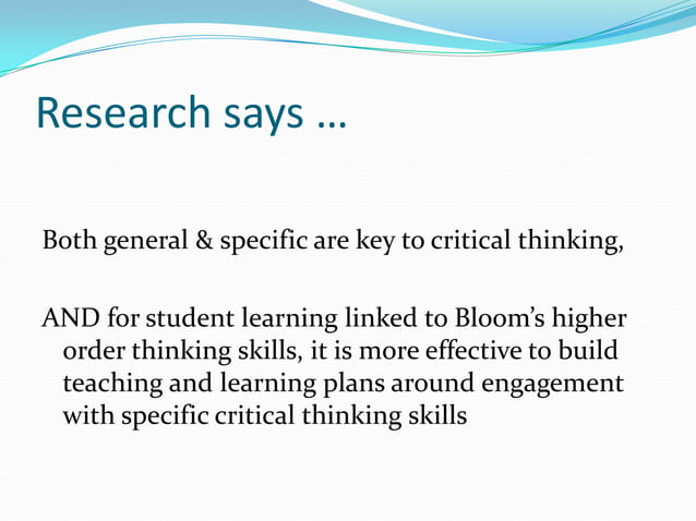 Teaching Critical Thinking | PPTX | Educational Assessment | Education