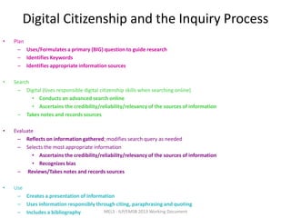 Teaching digital citizenship through the inquiry process | PPTX