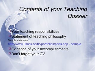 Teaching dossier nov 2011(3) | PPT