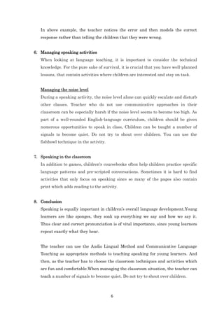 Teaching Speaking to young children | DOCX