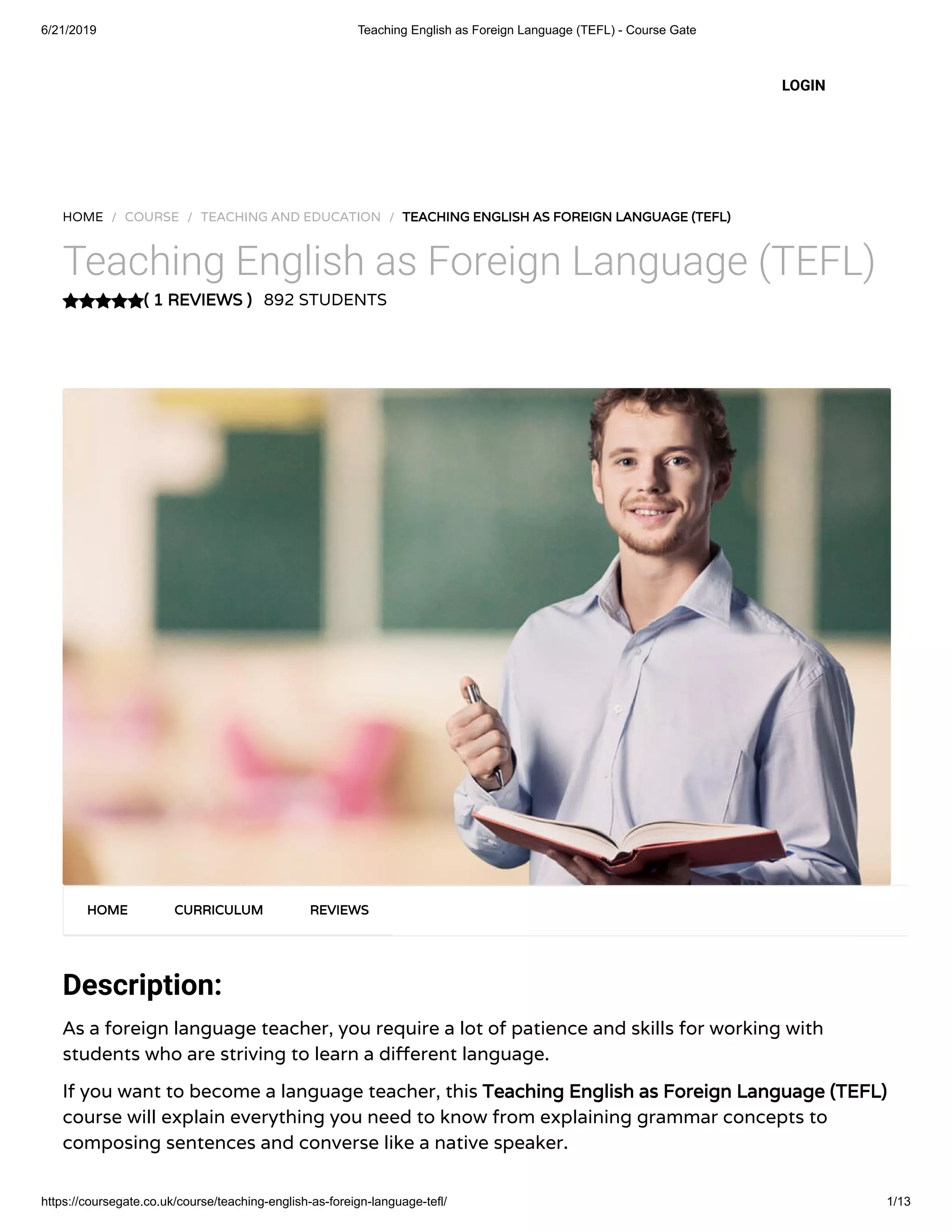 Teaching english as foreign language (tefl) course gate | PDF