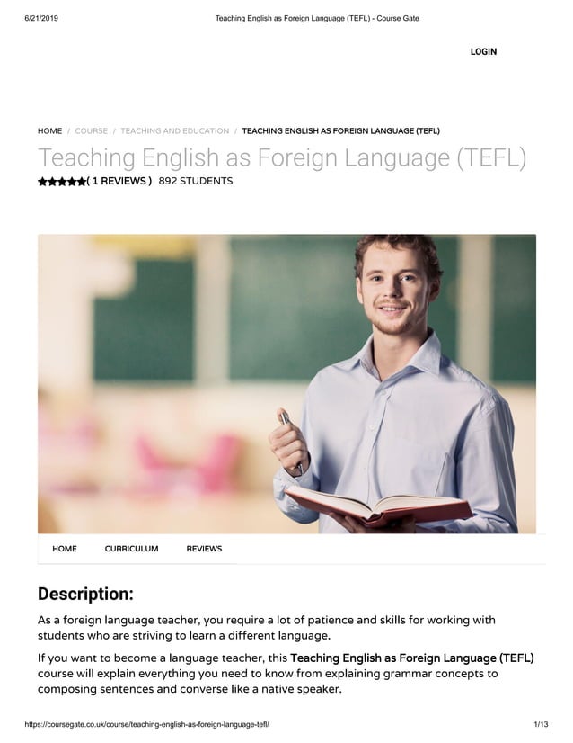 Teaching english as foreign language (tefl) course gate | PDF