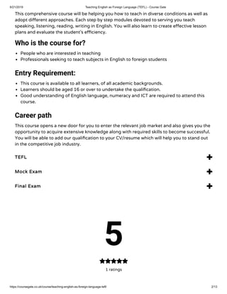 Teaching english as foreign language (tefl) course gate | PDF