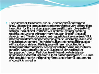 Teaching English Language Learners In Diverse Settings | PPT