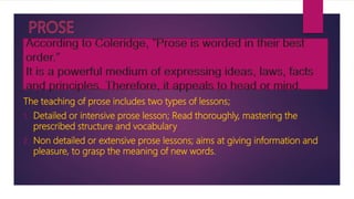 Teaching english prose | PPTX