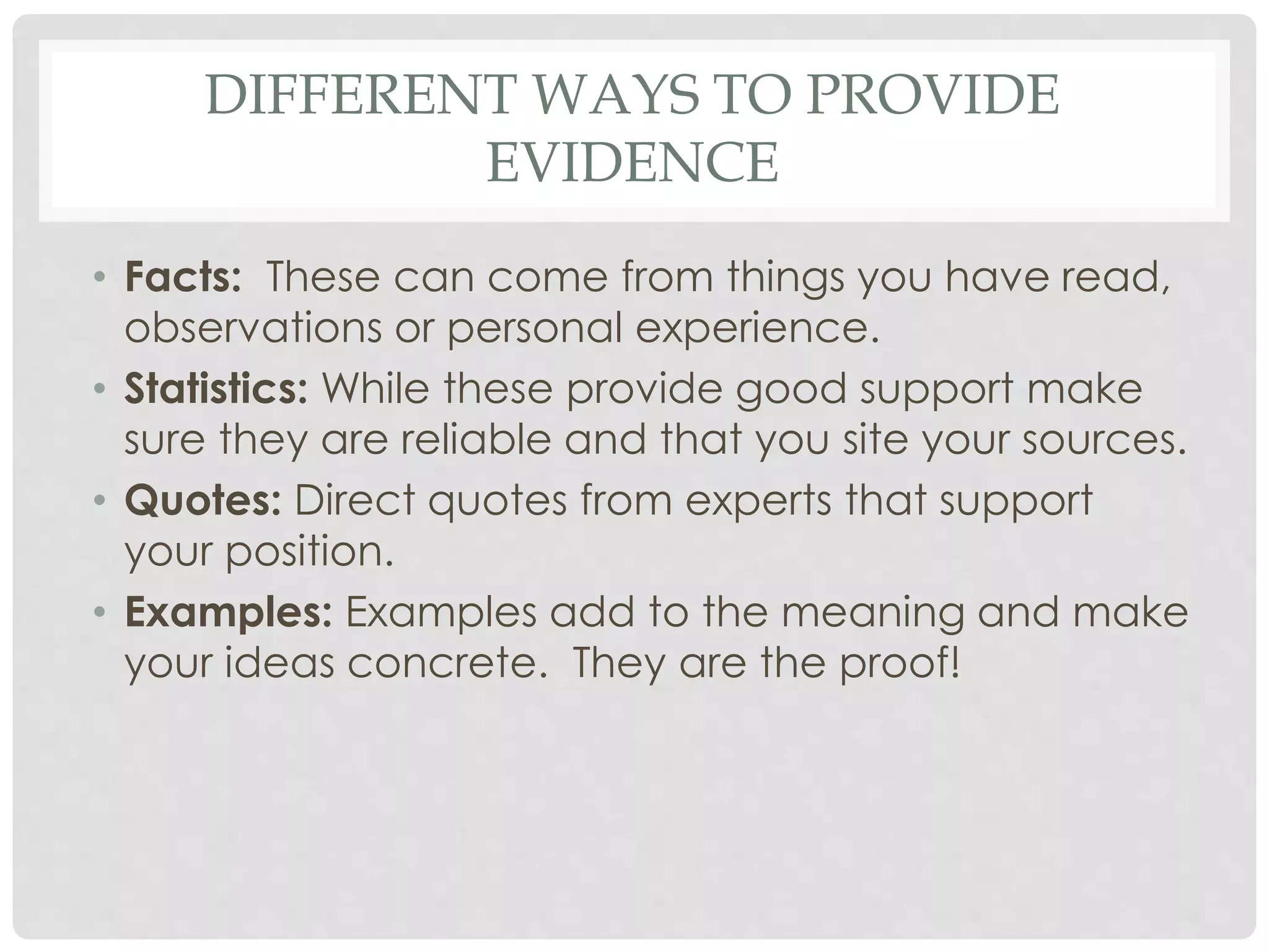 Teaching evidence and reasons | PPTX | Science