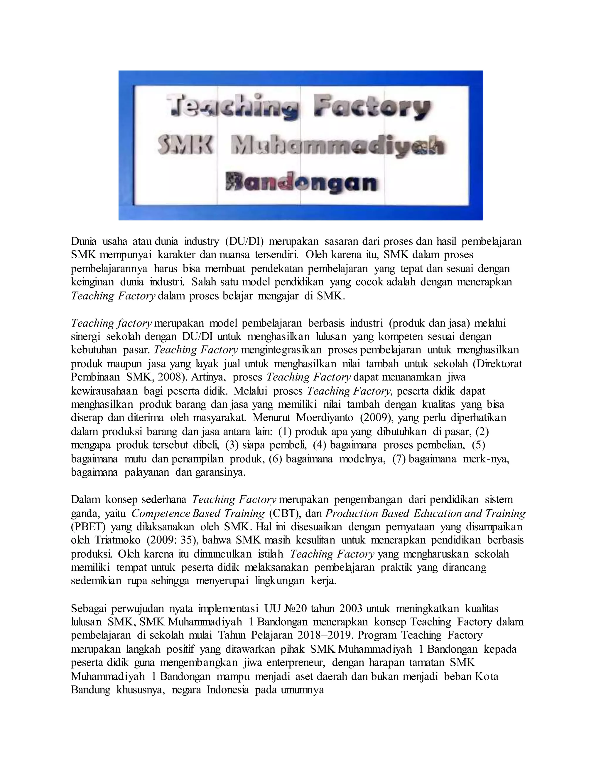 Teaching factory smk muhammadiyah 1 bandongan | DOCX