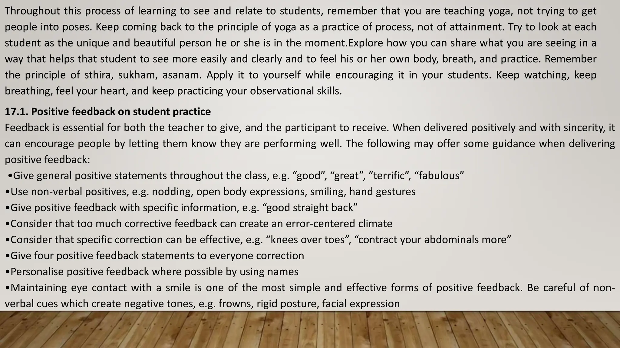 practice teaching observation in yoga class | PPTX