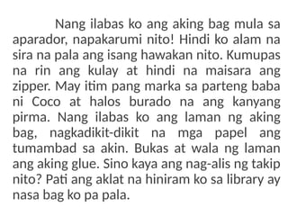 Pagbasang May Pang-unawa Pagsusunod-sunod ng mga Pangyayari Pagtukoy sa ...