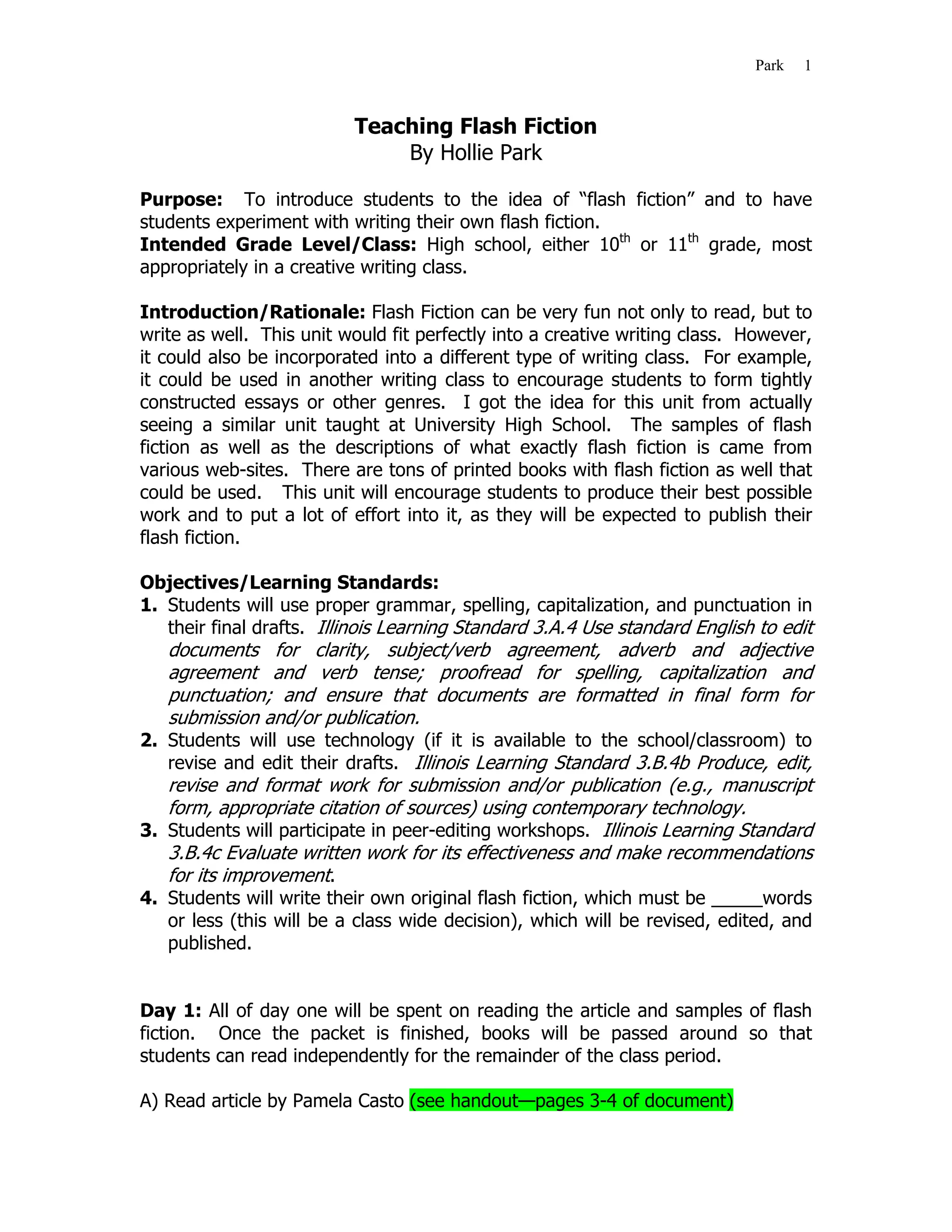 Teaching flash fiction | PDF