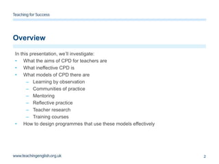 Teaching for success cpd models | PPTX