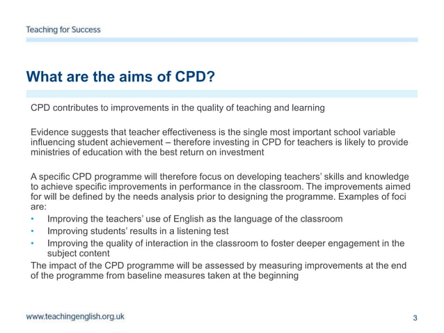 Teaching for success cpd models | PPT