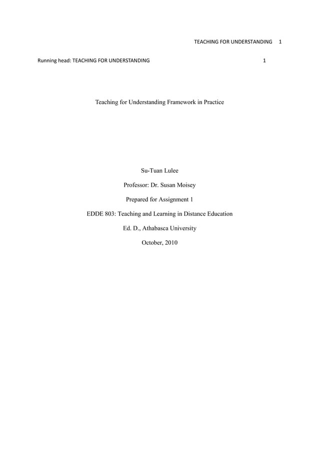 Teaching for Understanding Framework in Practice | PDF