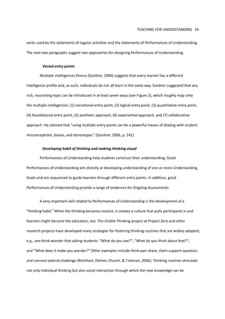 Teaching for Understanding Framework in Practice | PDF