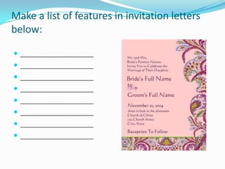 Functional text: Invitation and Short Message | PPT