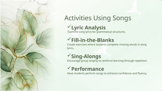 Topic about Teaching Grammar through Song | PPTX