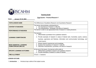 Teaching Guide- Research 1 | PPT