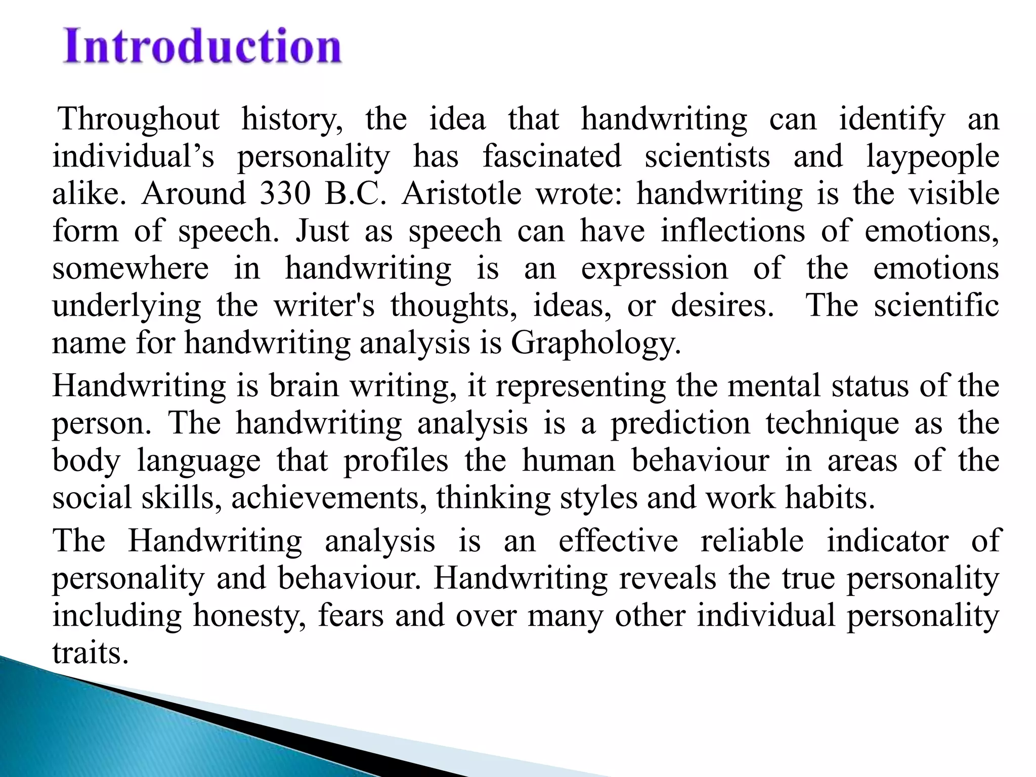 Teaching handwriting analysis | PPTX