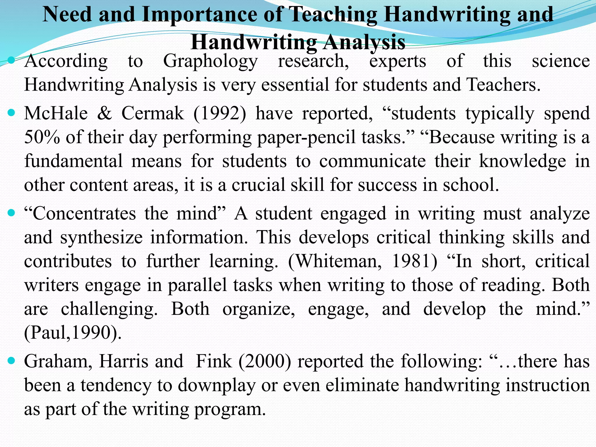 Teaching handwriting analysis | PPTX