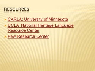 Teaching heritage speakers of spanish | PPTX | Education