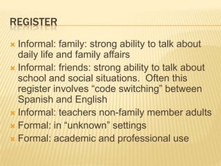 Teaching heritage speakers of spanish | PPTX | Education